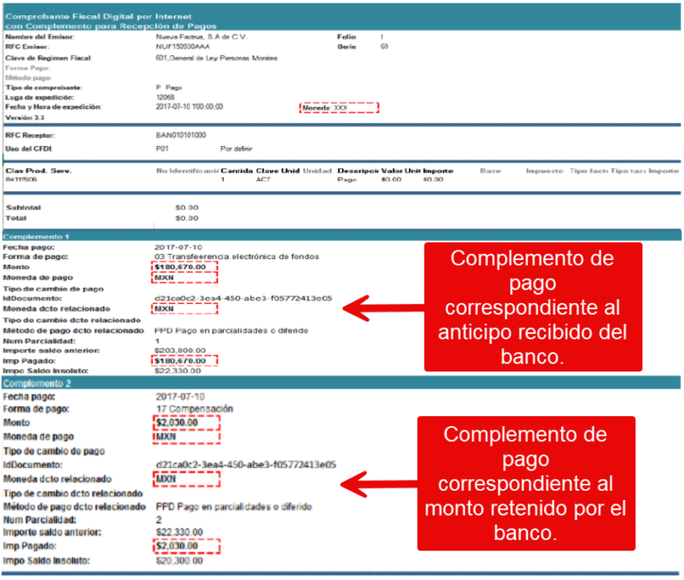 Complemento de pago por factoraje - pvnube